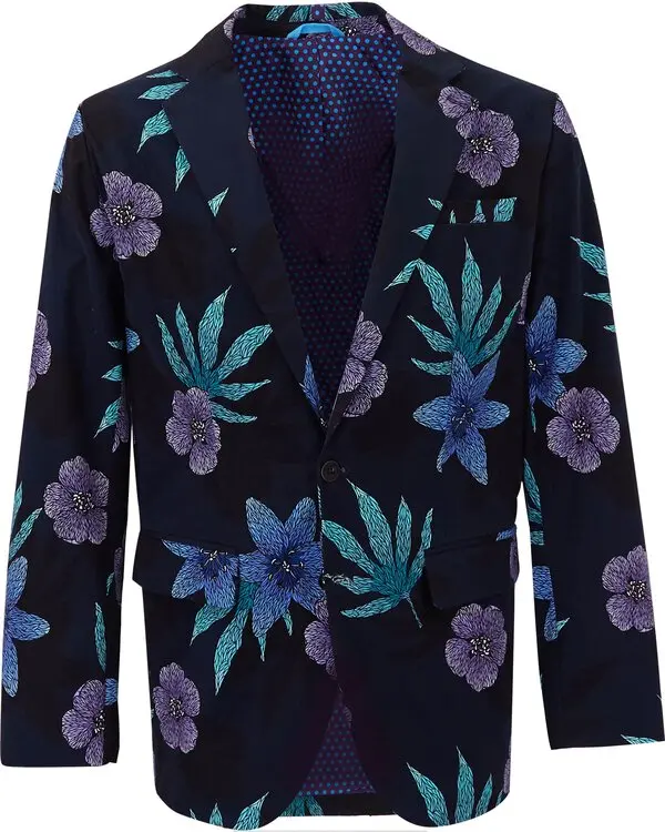 LORDS OF HARLECH Julius Floral Blazer Navy - Blue