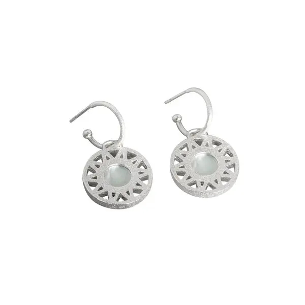 CLAIRE HILL DESIGNS Geometric Mother Of Pearl Hoop Earrings - Silver