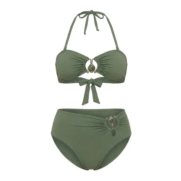 AULALA PARIS The Echo Stone Jade Bikini Set - Green