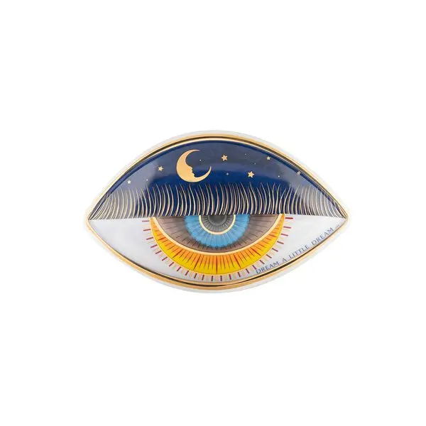 KARMA AND LUCK White / Blue / Neutrals Nocturnal Peace Evil Eye Ceramic Wall Blessing - White/blue