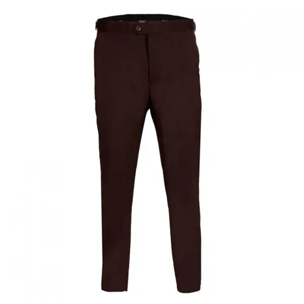 DAVID WEJ Plain Dress Trousers With Side Adjusters - Brown