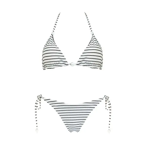 AULALA PARIS The Moondrop Daylight Reversible Triangle Bikini - White