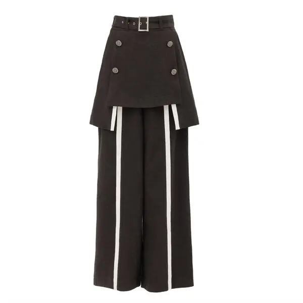 JULIA ALLERT Tailored Wool-blend Trousers With Skirt Overlay - Brown