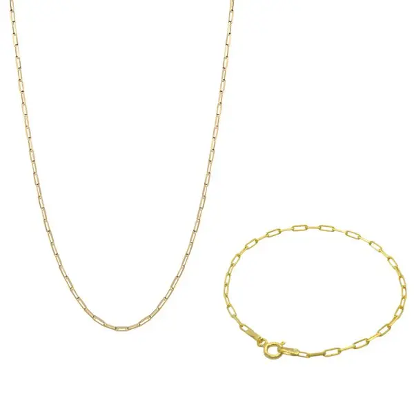 SPERO LONDON Rectangular Sterling Silver Chain Set - Gold
