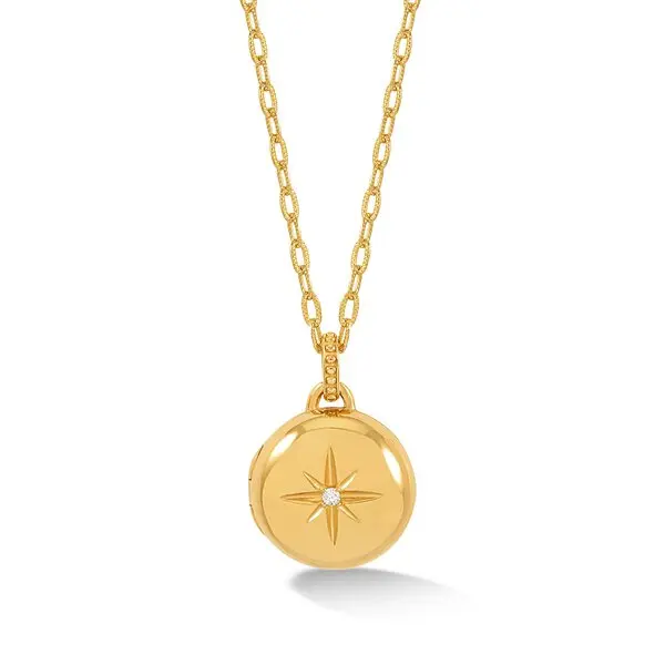 DOWER & HALL Diamond Starburst Round Locket - Gold