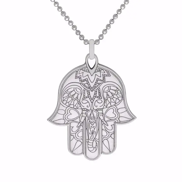 CARTERGORE Hamsa Hand Pendant Necklace - Silver