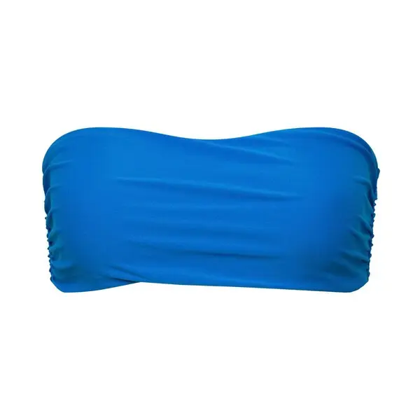 PLAYALUXE Capri Ruched Bandeau Bikini Top - Blue