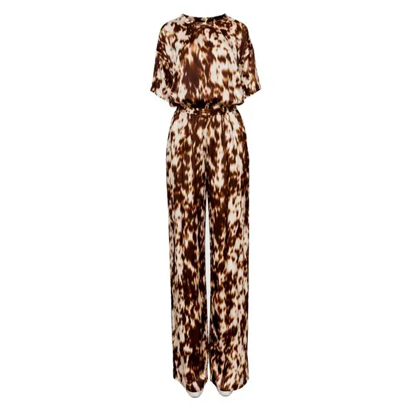 OH!ZUZA NIGHT&DAY Printed Viscose Satin Co-ord Set - Brown