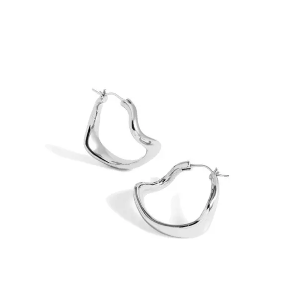 POTOSKA Curved Hoop Earrings - Silver