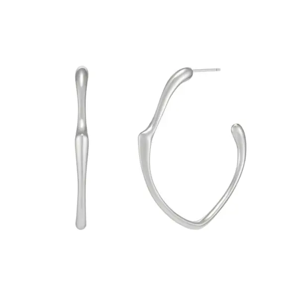 TAMI&TAMI Heradi Wave White Gold Hoop Earrings - Silver