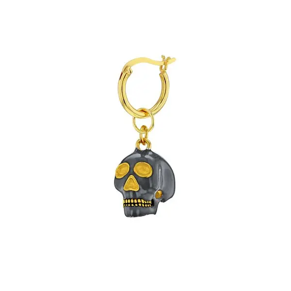 TRUE ROCKS Mini Skull Charm Hoop Earring - Gold/silver