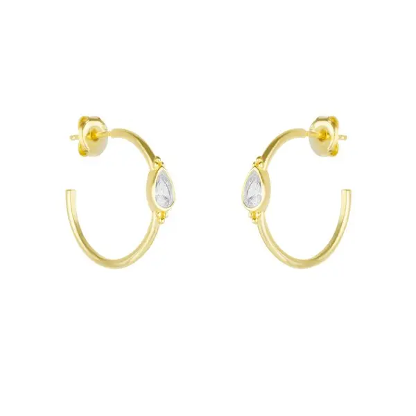 SPERO LONDON Drop Solitaire Hoop Earrings - Gold