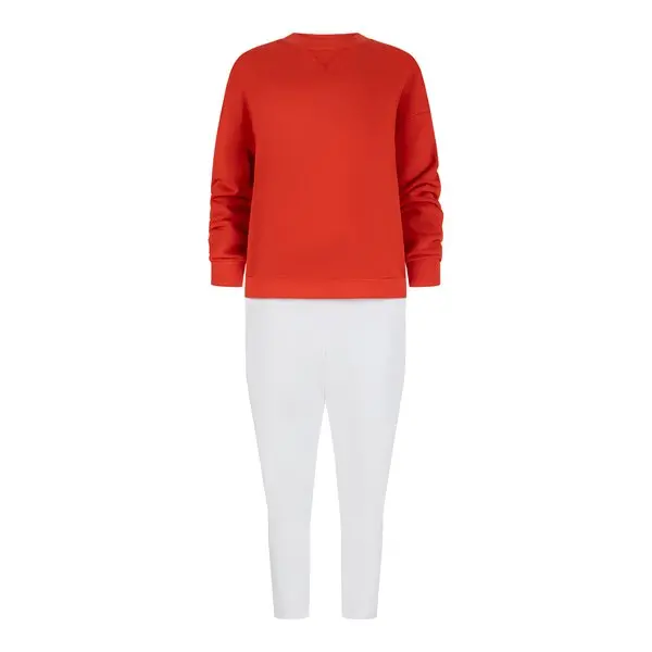 CLOTHES BY LOCKER ROOM Oversized Sweatshirt And Jogger Set - White/red