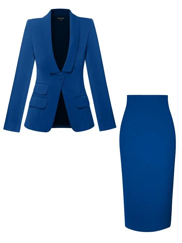 TIA DORRAINE Blazer And Skirt Suit - Blue