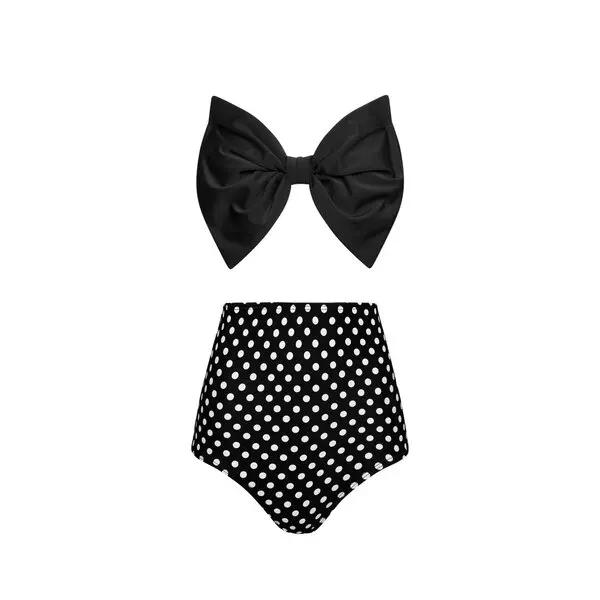 PAOLA AMADOR Polka Dot High-waisted Bikini Set - Black/white