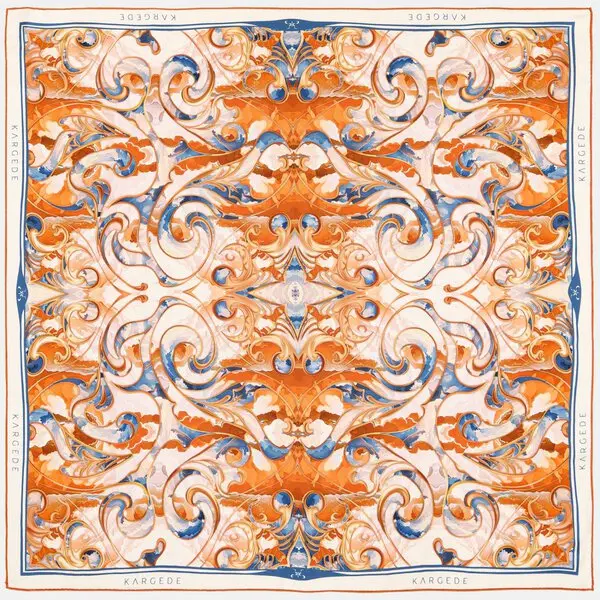 KARGEDE Designer Silk Scarf – Square, Mulberry Twill - Orange