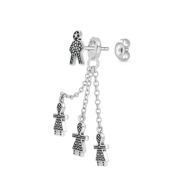 UNALOE Sterling Family Charm Chain Drop Earrings - Silver