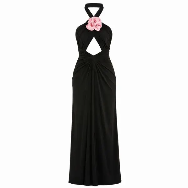 Mac Duggal Jersey Gown With Rosette Detail