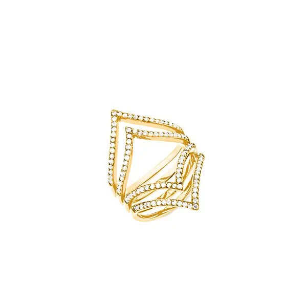 SALLY SKOUFIS Shine Ring With Cubic Zirconia In Sterling Silver And 18k Vermeil - Gold