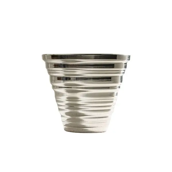ANATOLIACRAFT Plated Solid Copper Tumbler – Serrated Drinkware - Silver