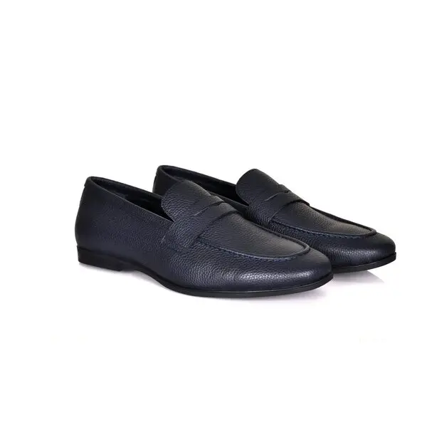DAVID WEJ Lorenzo Grained Leather Loafers