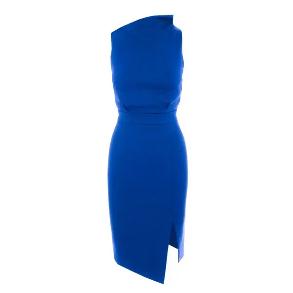 AVENUE N°29 Bodycon Midi Dress With Slit - Blue