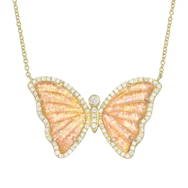 KAMARIA Sunlight Topaz Butterfly Pendant Necklace - Orange