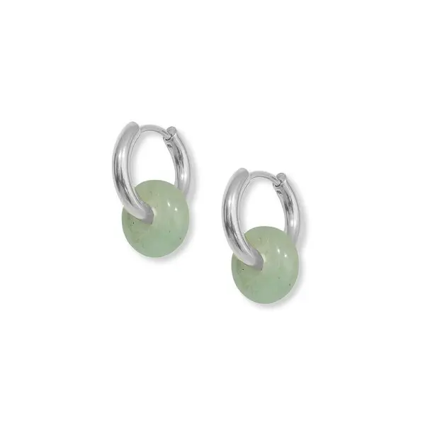 A WEATHERED PENNY Mint Agate Hoop Earrings - Silver