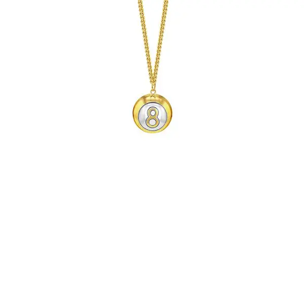 TRUE ROCKS Mini 8ball Pendant Necklace - Gold
