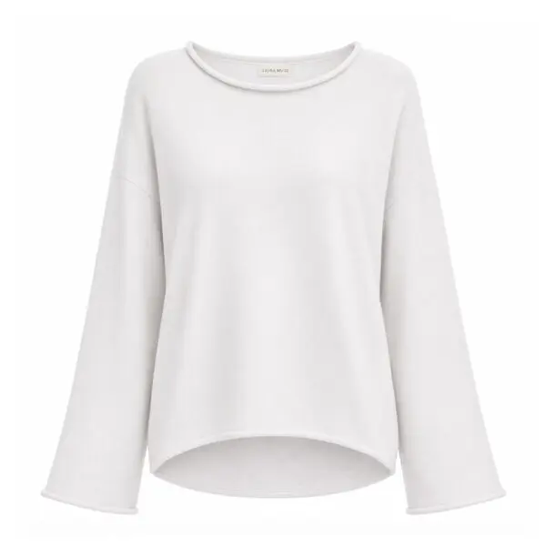 FIORA MUSE Relaxed Wide Sleeve Cashmere Sweater - White