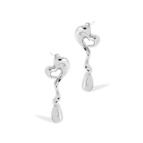 POTOSKA Heart Stud Earrings - Silver