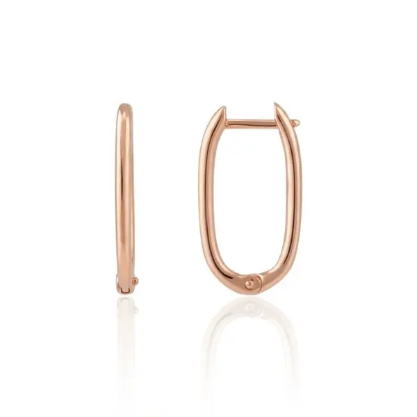 SPERO LONDON Oval Rectangular Sterling Silver Hoop Earrings - Rose Gold