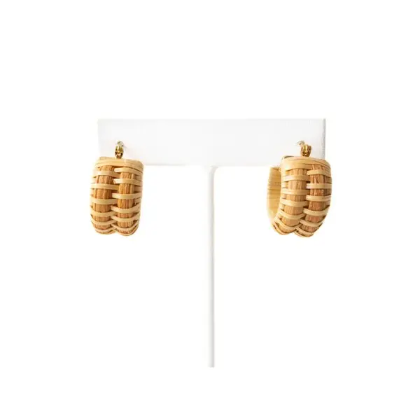 WHALE TAIL WEAVING Neutrals Double Stave Hoop Earrings - Brown