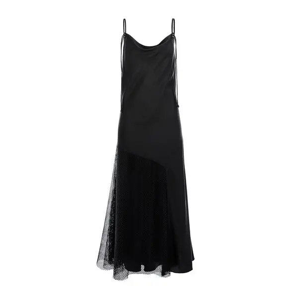 SILVIA SERBAN Tencel A-line Dress With Mesh Insert