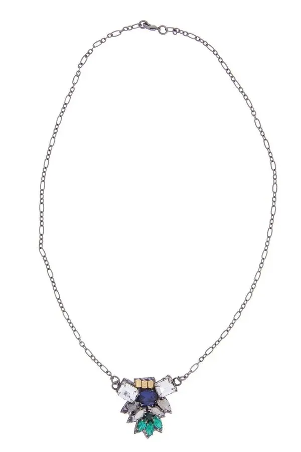 Saachi Modern Mosaic Pendant Necklace - Grey