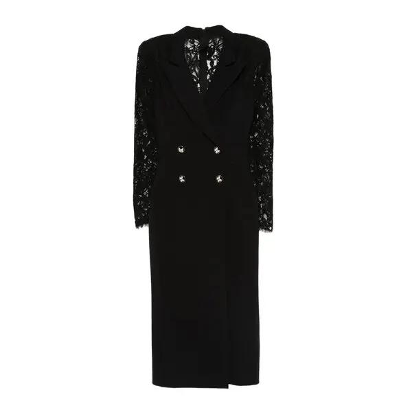 NISSA Lace-panel Midi Dress