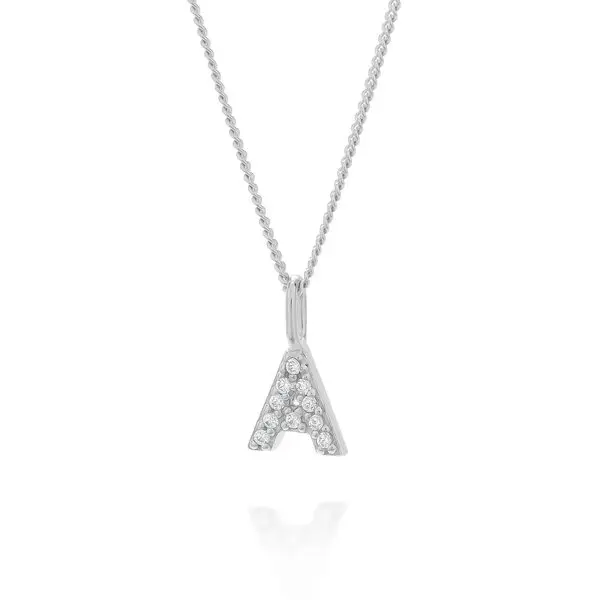 NELLOU JEWELLERY Initial Sparkle Sterling Necklace - Silver