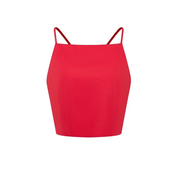 EMMA WALLACE Fitted Cropped Jersey Top - Red