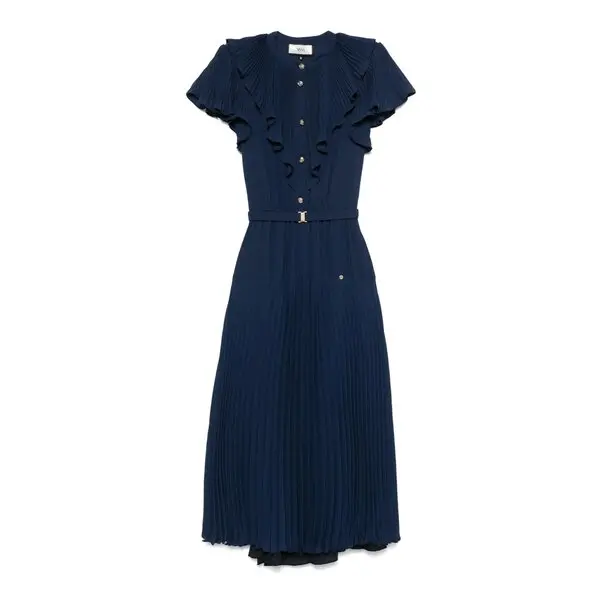 NISSA Pleated Chiffon Midi Dress