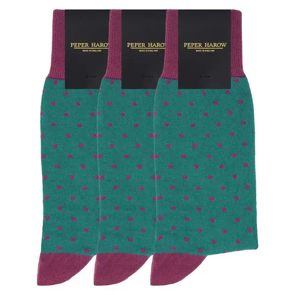 PEPER HAROW - MADE IN ENGLAND Pin Polka Dress Socks Bundle - Green