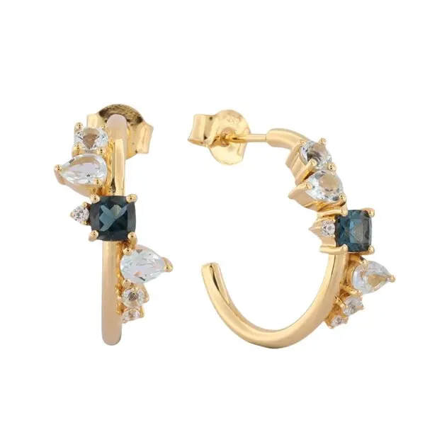 DAINTY LONDON Gold Vermeil Topaz Zaria Earrings - Blue