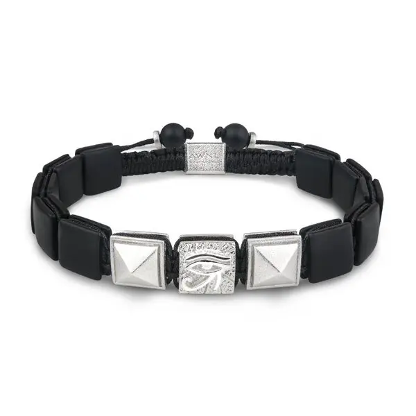 AWNL Eye Of Horus Onyx Macrame Bracelet - Black