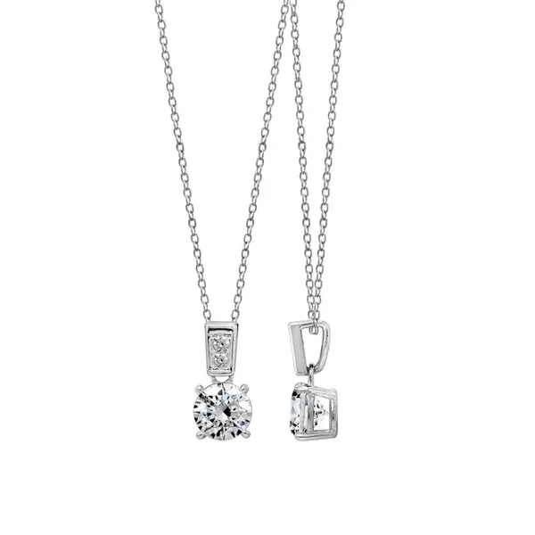 DIAMONBLISS Silver Plated Swarovski Zirconia Solitaire Pendant Necklace - White