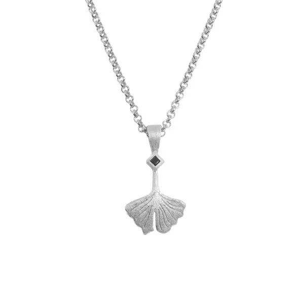 CLAIRE HILL DESIGNS Ginkgo Leaf Charm Necklace - Silver