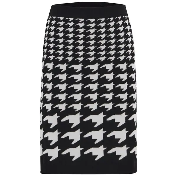 PERALUNA Houndstooth Knitwear Knee Length Skirt