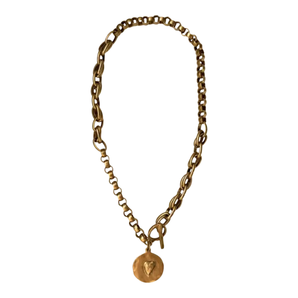 SCCOLLECTION Posey Heart Coin Necklace - Gold