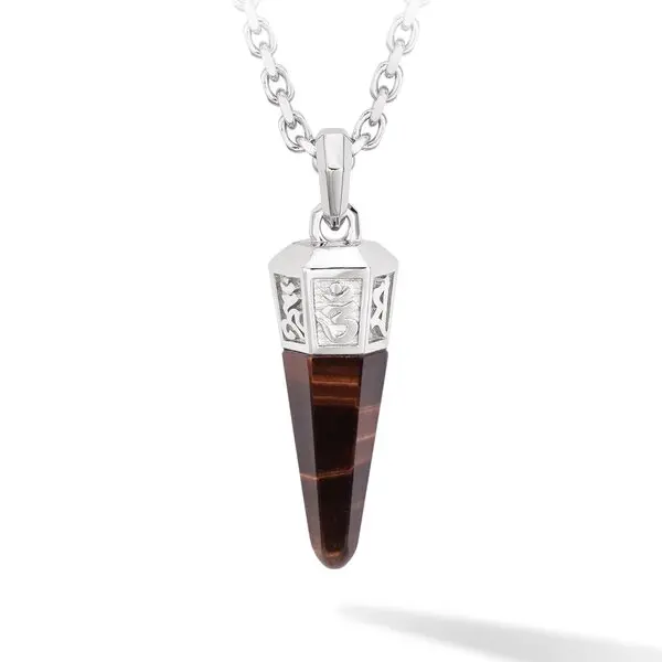 AWNL Tiger Eye Sanskrit Mantra Sterling Silver Necklace - Red