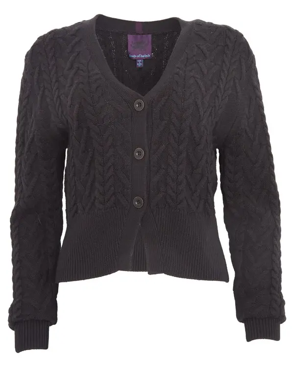 LORDS OF HARLECH Samantha Textured Cable Knit Sweater - Black