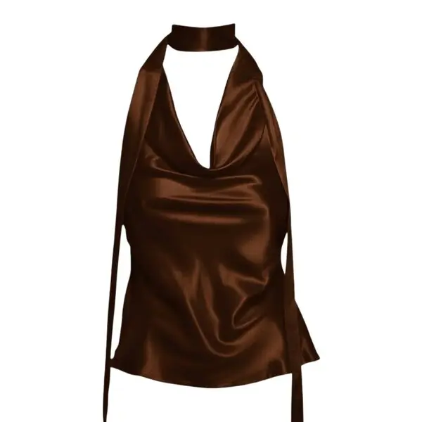 THE ETHOS STUDIO Nicholette Halter Top - Brown