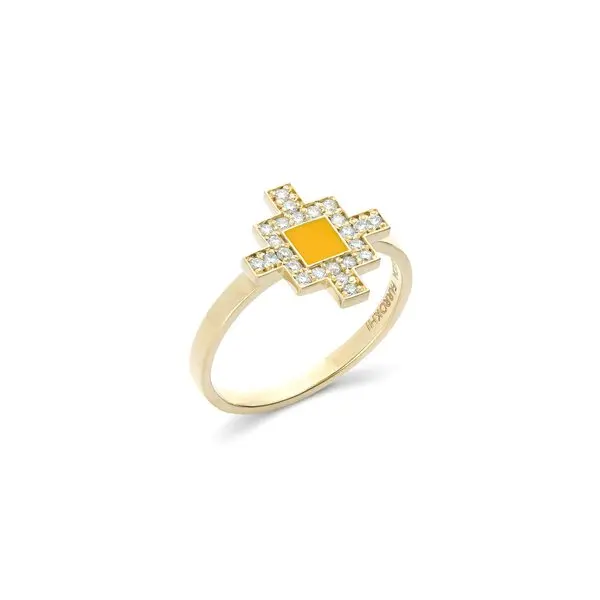 SHEIDA FARROKHI Flower Ring With Diamonds And Enamel - Gold/yellow